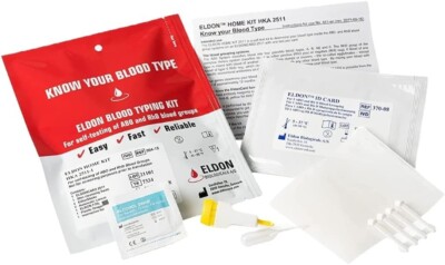Eldoncard Blood Type Test Kit Find out if you are A, B, O, AB & RH ...