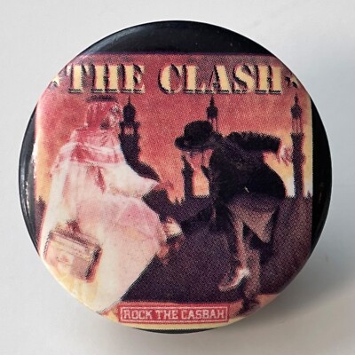 Vintage 1982 THE CLASH pin Rock The Casbah badge punk band button Joe ...