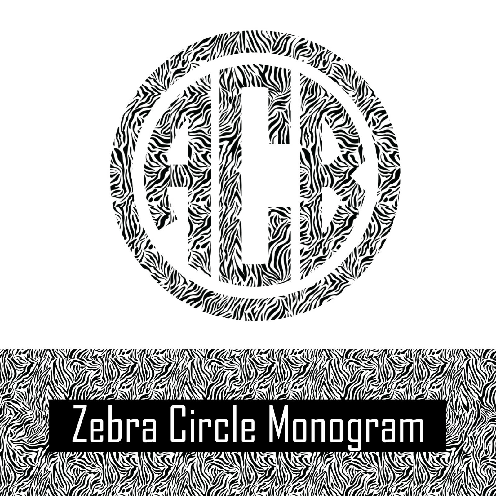 Zebra Print Circle Monogram Vinyl Decal Sticker for Yeti Tumbler iPhone ...