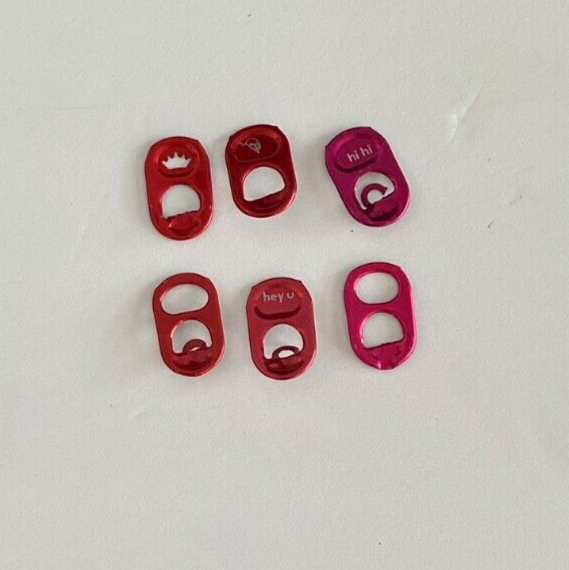 100 Red Shade Aluminum Pop/Pull Tabs Beer/Soda Colored For Arts/Crafts ...
