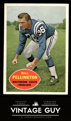 1960 Topps #8 Bill Pellington RC Vintage Baltimore Colts Football Card ...