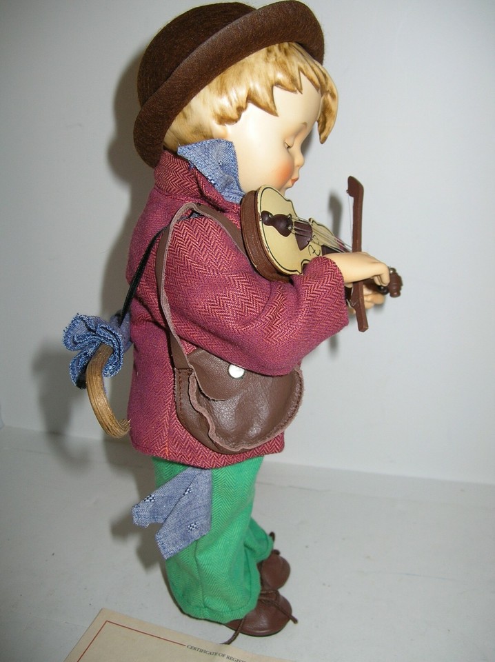 M J Hummel Goebel Doll "LITTLE FIDDLER" HUM 513 Porcelain & Soft Body w ...
