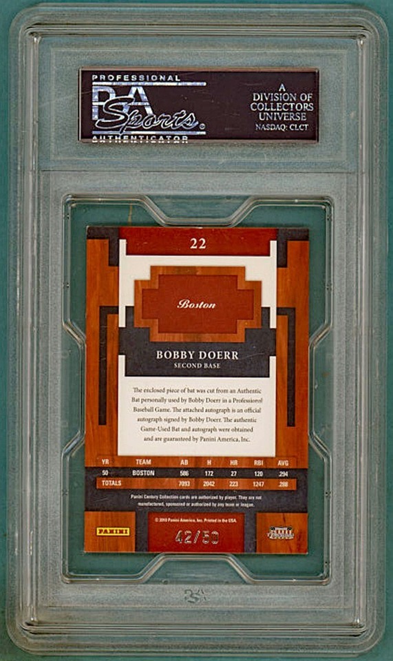 2010 Panini Americana Bobby Doerr Auto Issue /50 - #22 PSA 7! Red Sox ...