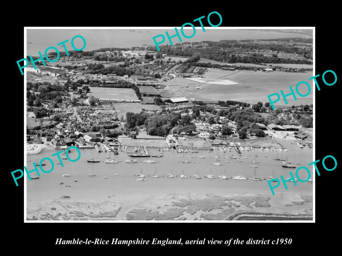 OLD POSTCARD SIZE PHOTO HAMBLE LE RICE HAMPSHIRE ENGLAND AERIAL VIEW ...