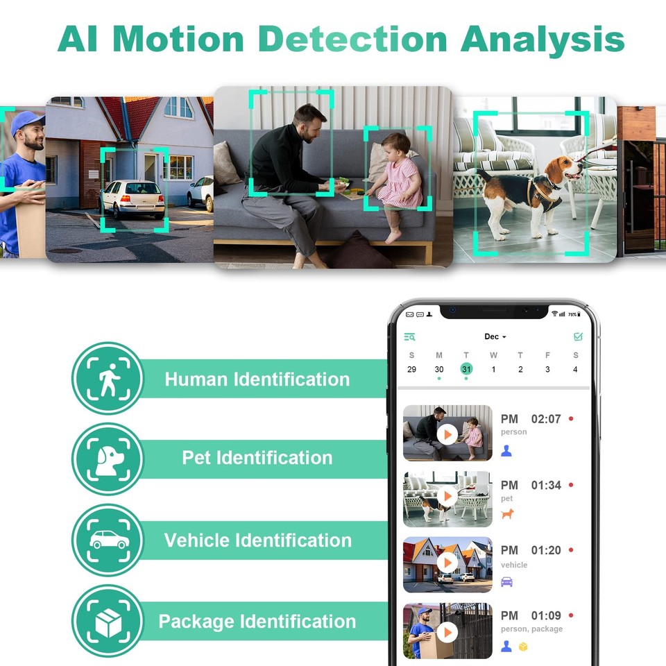 Security Cameras Wireless Outdoor, 2K Battery Powered AI Motion ...