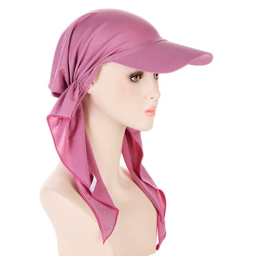 Women Classic Turban Hat Brim Sunshade Hat Scarf Cap Headscarf Baseball ...