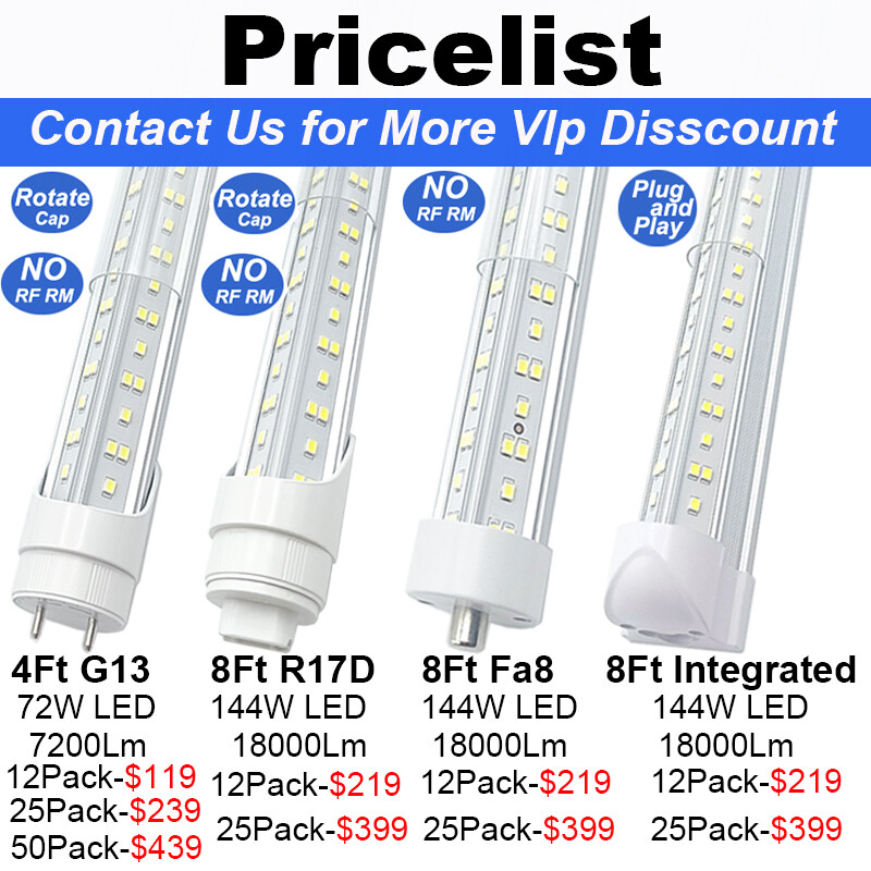 24 Pack 72W T8 LED Tube Light 4Ft G13 Bi-Pin 4Ft Led Shop Light Double ...