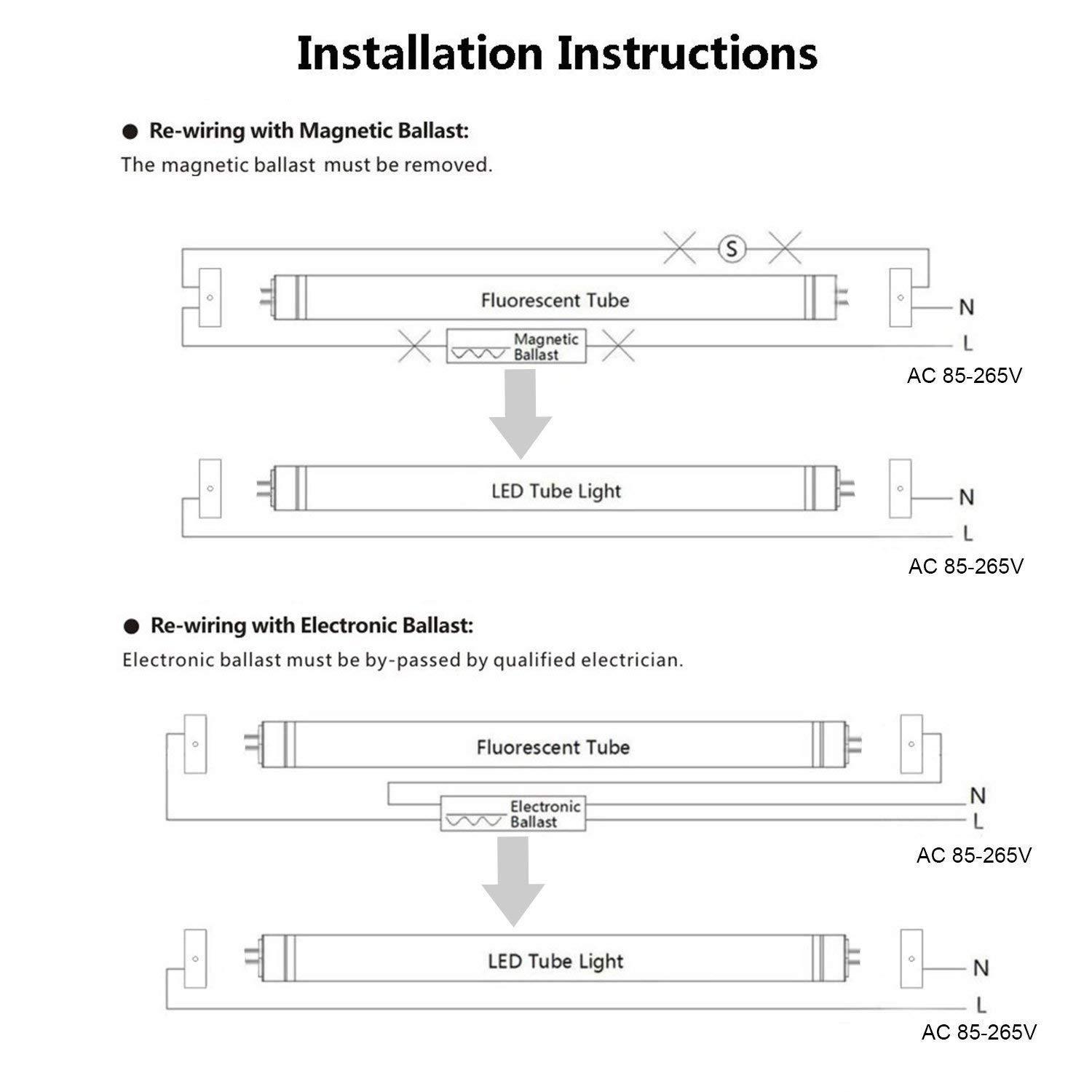 T8 T12 LED 18W 4FT Tube Light Shatterproof 6000K Clear 40W F48T8 CFL ...