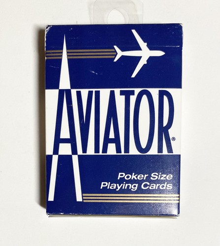 VTG Aviator Playing Cards Navy Blue Box Poker Size #914 Complete Deck ...