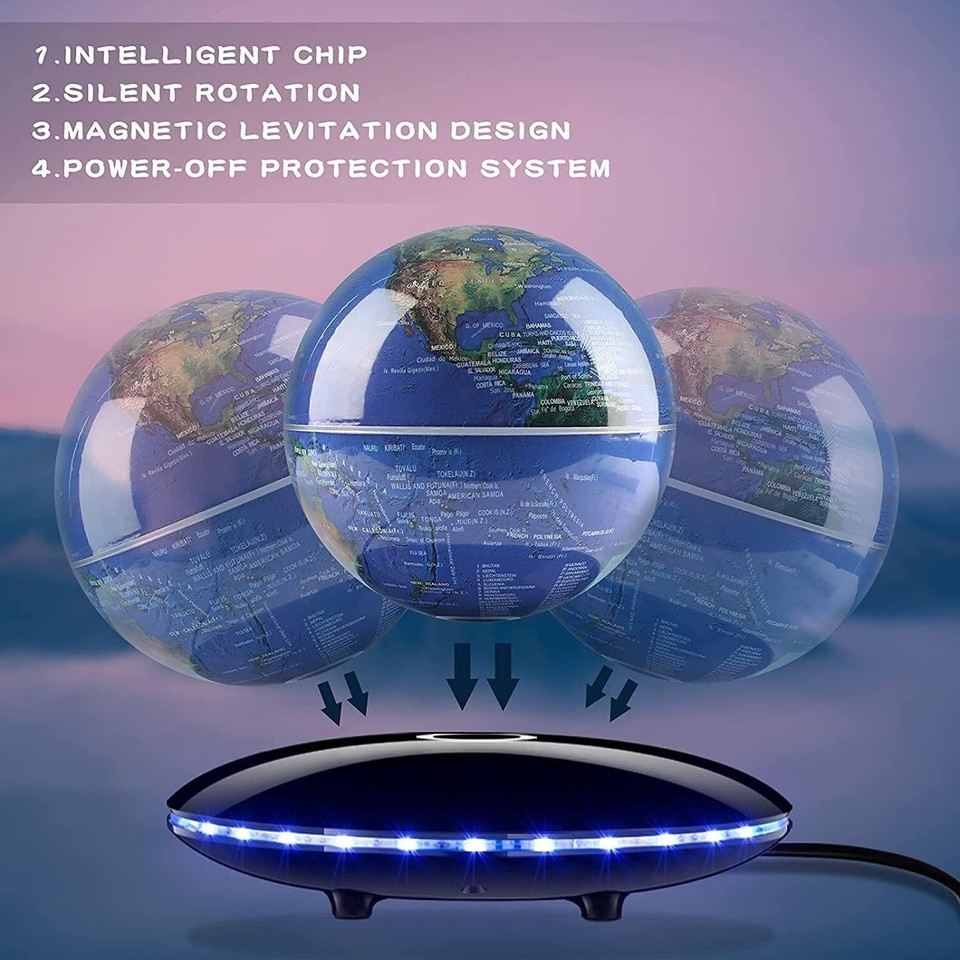 Magnetic Levitation Globe World Map 360 Degree Auto-rotating AC100V ...