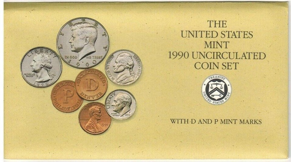 1990 US Mint Sets Uncirculated 10 Coin Set Philadelphia & Denver P & D ...