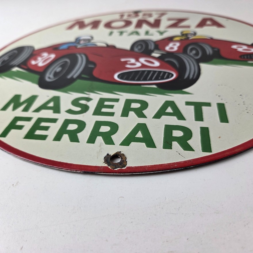 Vintage Ferrari Sign - Maserati Monza Sales Service Dealer Gas ...