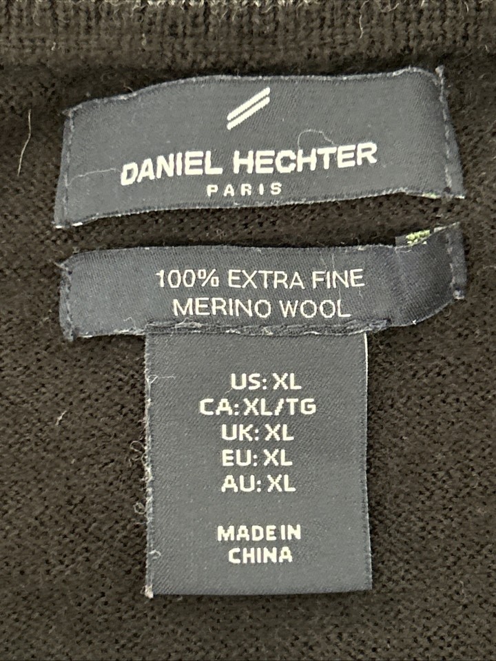 NEW DANIEL HECHTER Paris 100% Extra Fine Merino Wool Black Sweater Sz XL (L1) | eBay