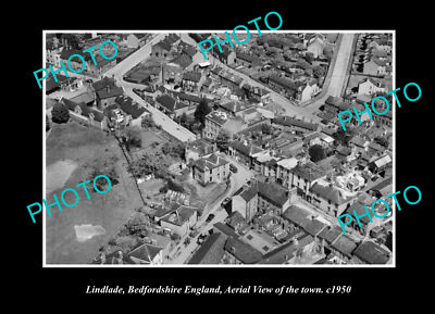OLD POSTCARD SIZE PHOTO LINSLADE BEDFORDSHIRE ENGLAND TOWN AERIAL VIEW ...