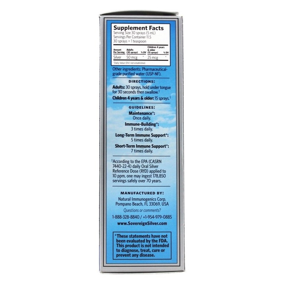 Sovereign Silver Bio-Active Colloidal Silver Hydrosol Throat Spray 10 ...