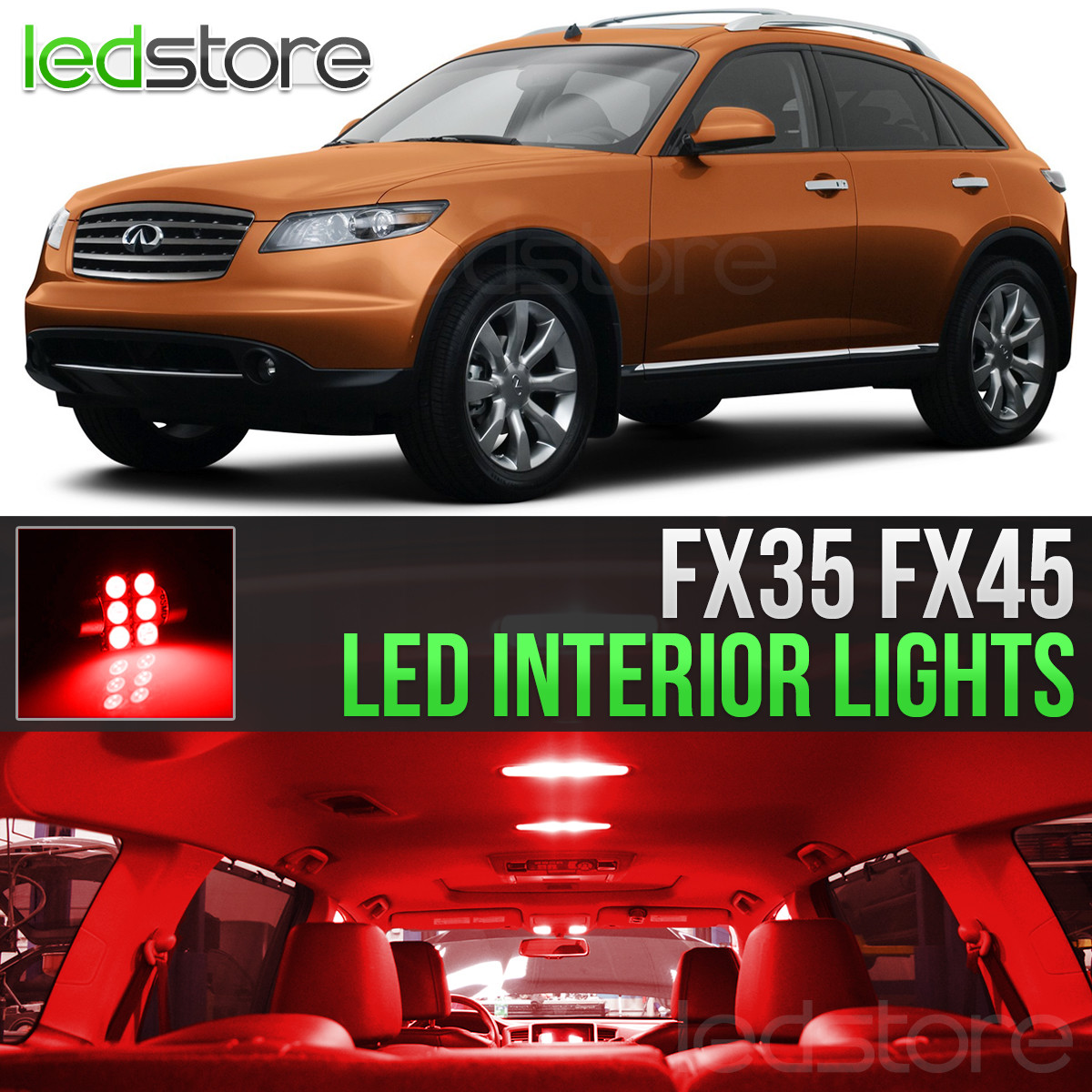 Red Interior LED Lights Bulbs Package Kit For 2003-2008 Infiniti FX35 ...