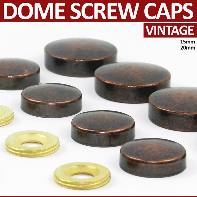 12x ELECTROPLATED RUSTIC SCREW CAPS THREADED SCREW CAPS VINTAGE DOME ...