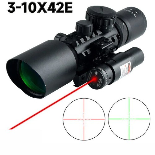 3-10X42E Scope Outdoor Sight Hunting Telescope Rifle Optical Red Laser ...