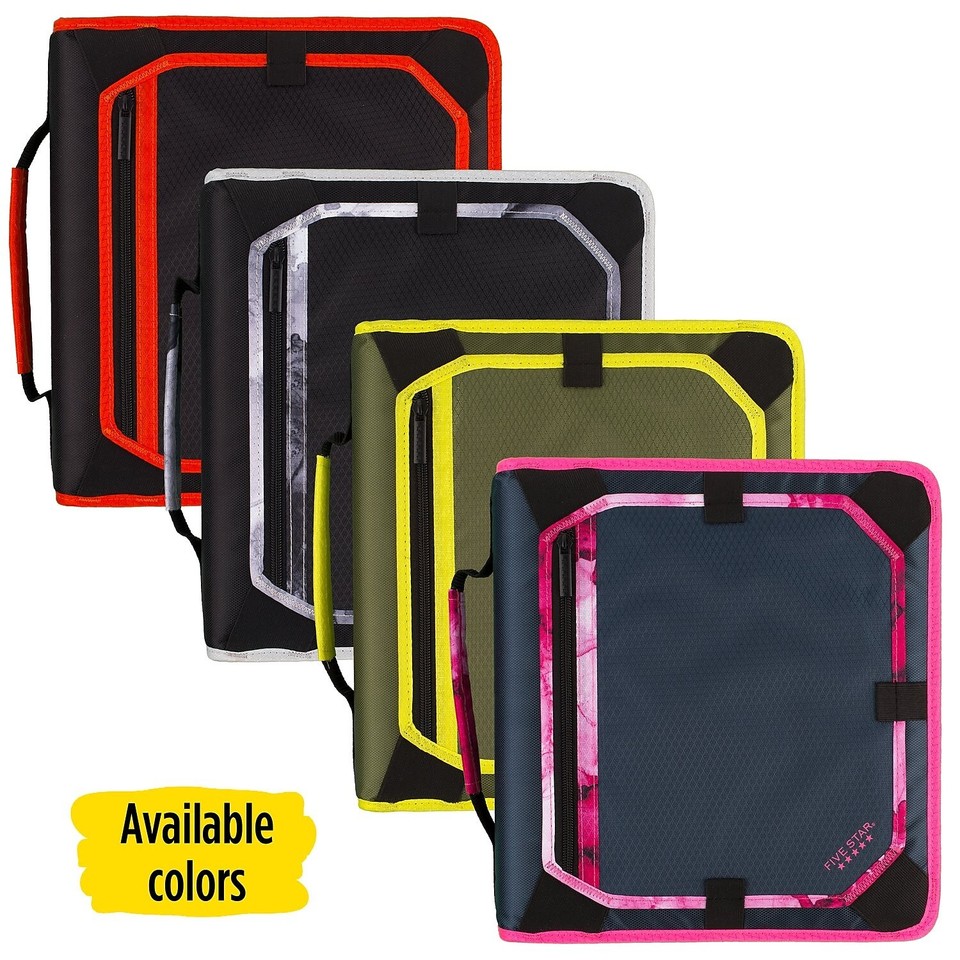 Five Star 2" 3-Ring Zipper Binders D-Ring Assorted Colors (29052) | eBay