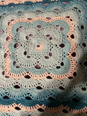 Virus Pattern Crochet Blanket Afghan Throw Handmade Caron Cakes Faerie ...