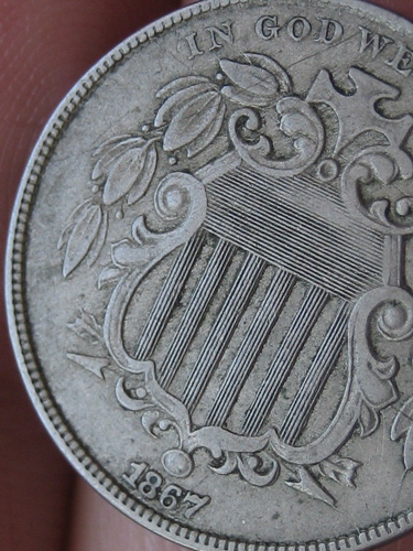 1867 Shield Nickel 5 Cent- Without/No Rays, VF/XF Details | eBay