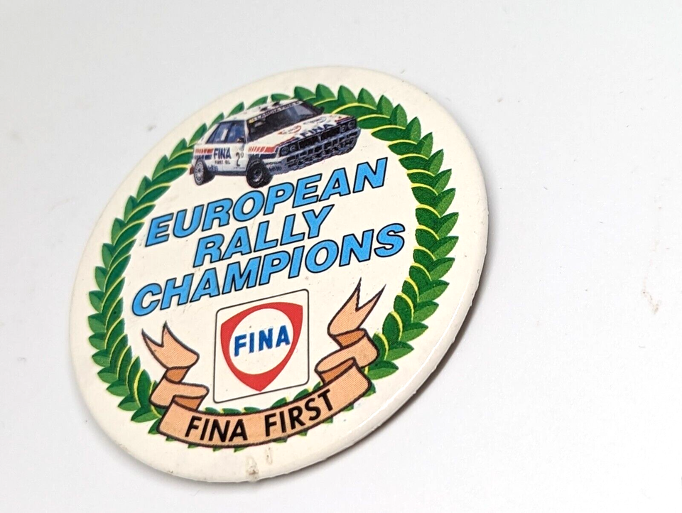 Vtg FINA ERC European Rally Champions Petrol Head Car Race Comp Badge ...