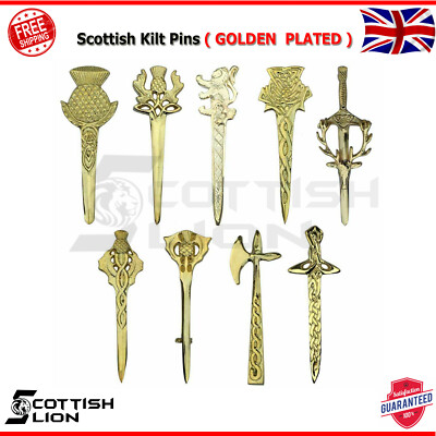 Gold Plated Traditional Highland Kilt Pins Scottish Men's Kilt's Pin 4 ...