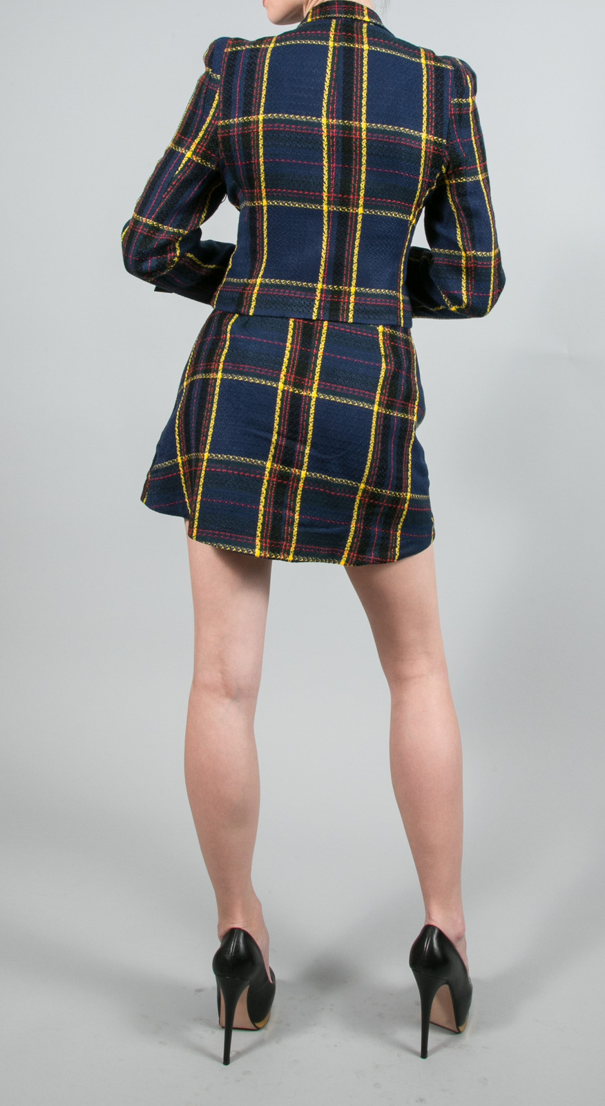 Naven Cropped Vamp Jacket in Navy Plaid | eBay