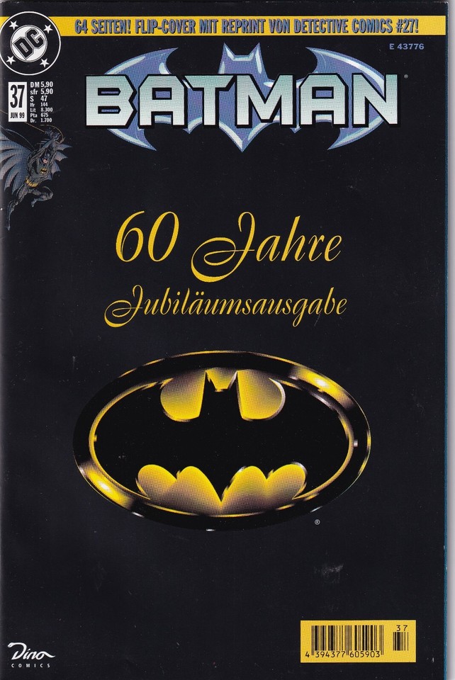 BATMAN 37 - FLIP-COVER REPRINT DETECTIVE COMICS No. 27 - DINO VERLAG ...