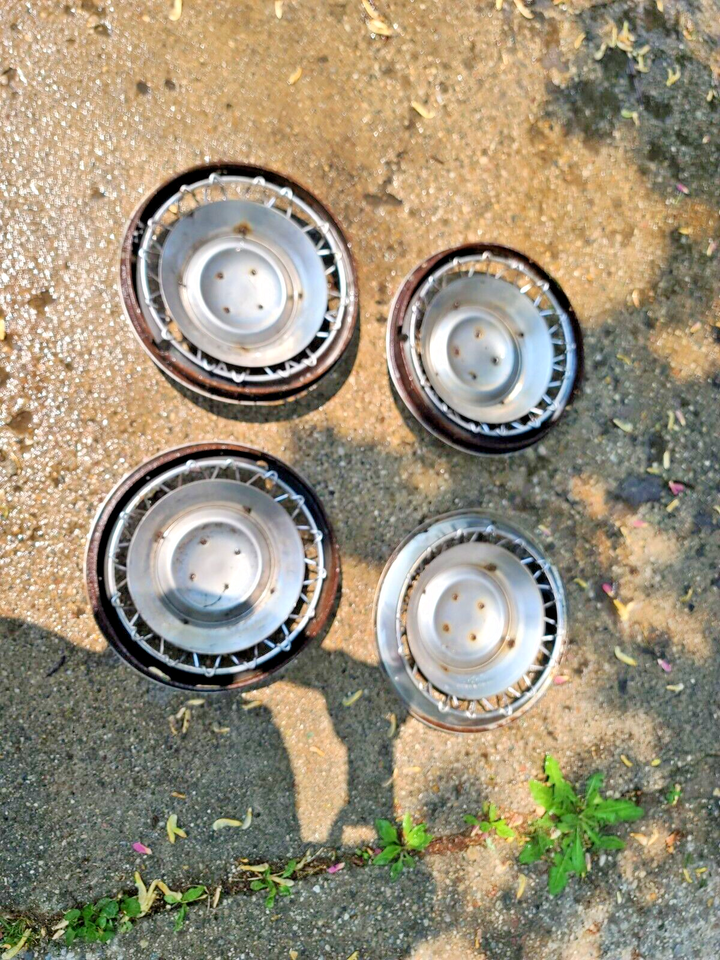FOUR 14" INCH CHEVROLET Nova Impala WIRE SPINNERS HUBCAPS WHEEL COVERS ...