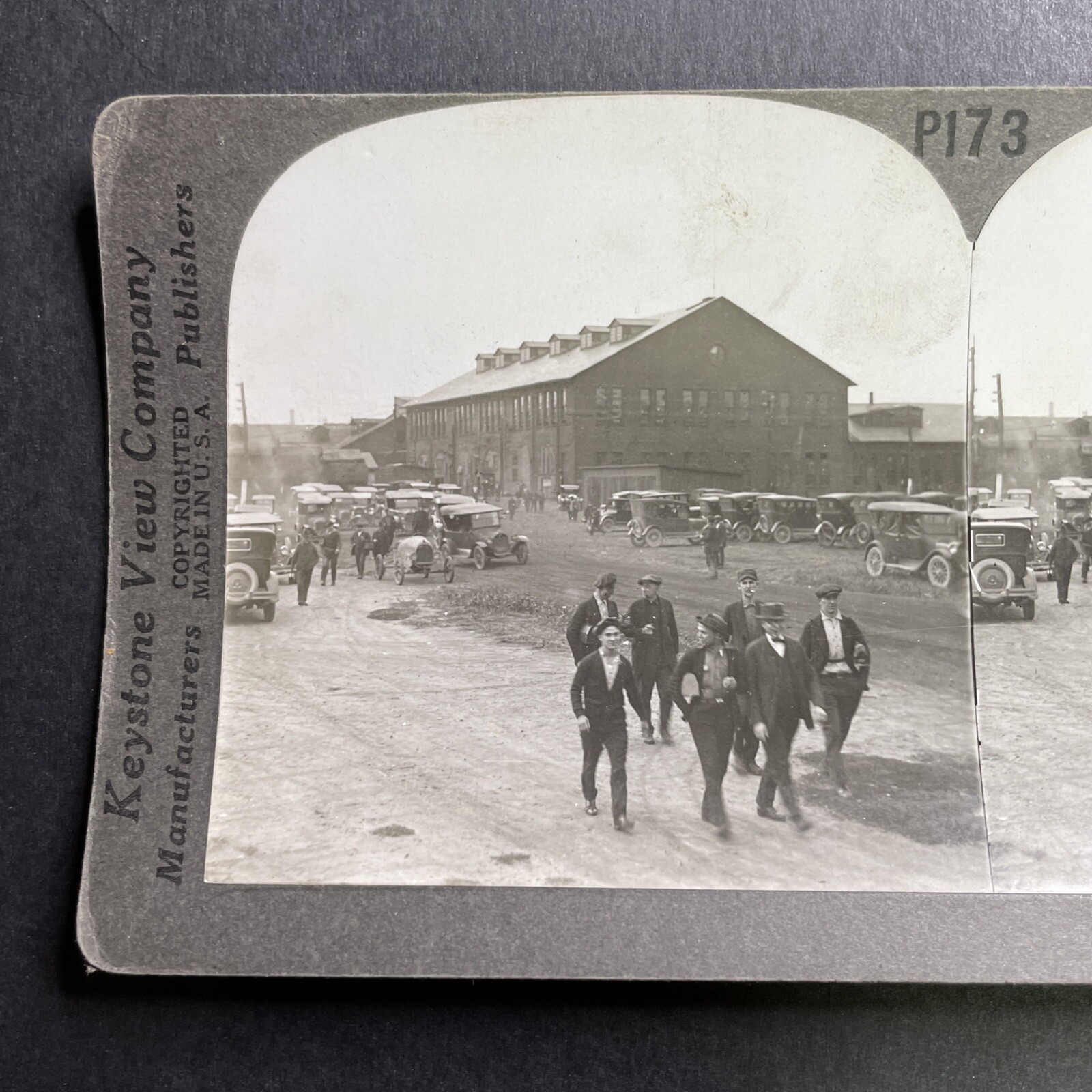 Antique 1920s Automobile Factory Workers Going Home Stereoview Photo ...