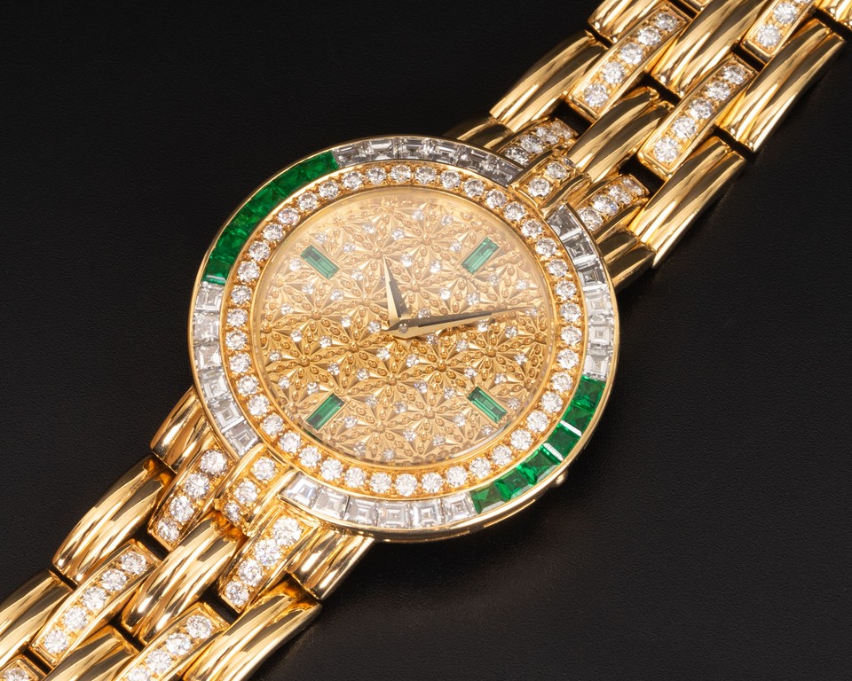 Patek Philippe Calatrava Lady 3982/23J 18k Yellow Gold Diamond Emeralds ...