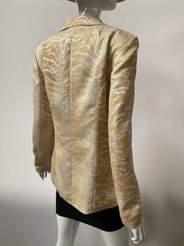 Sharon Young Womens Suit Jacket Beige Metallic Lined … - Gem