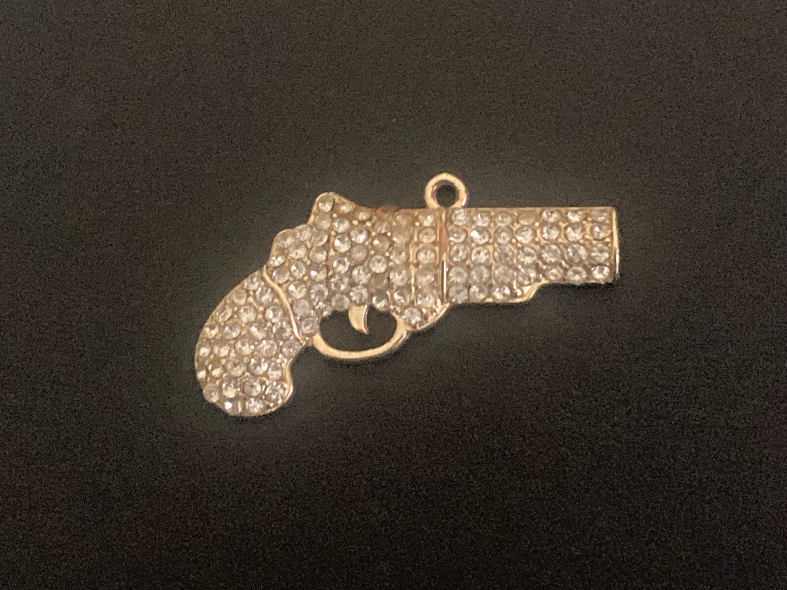 Vintage Clear Rhinestones Gun Pistol Shaped Charm Pen… - Gem