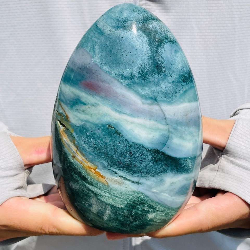 1510g Natural Sky Blue Ocean Jasper Crystal Polished Display Specimen ...