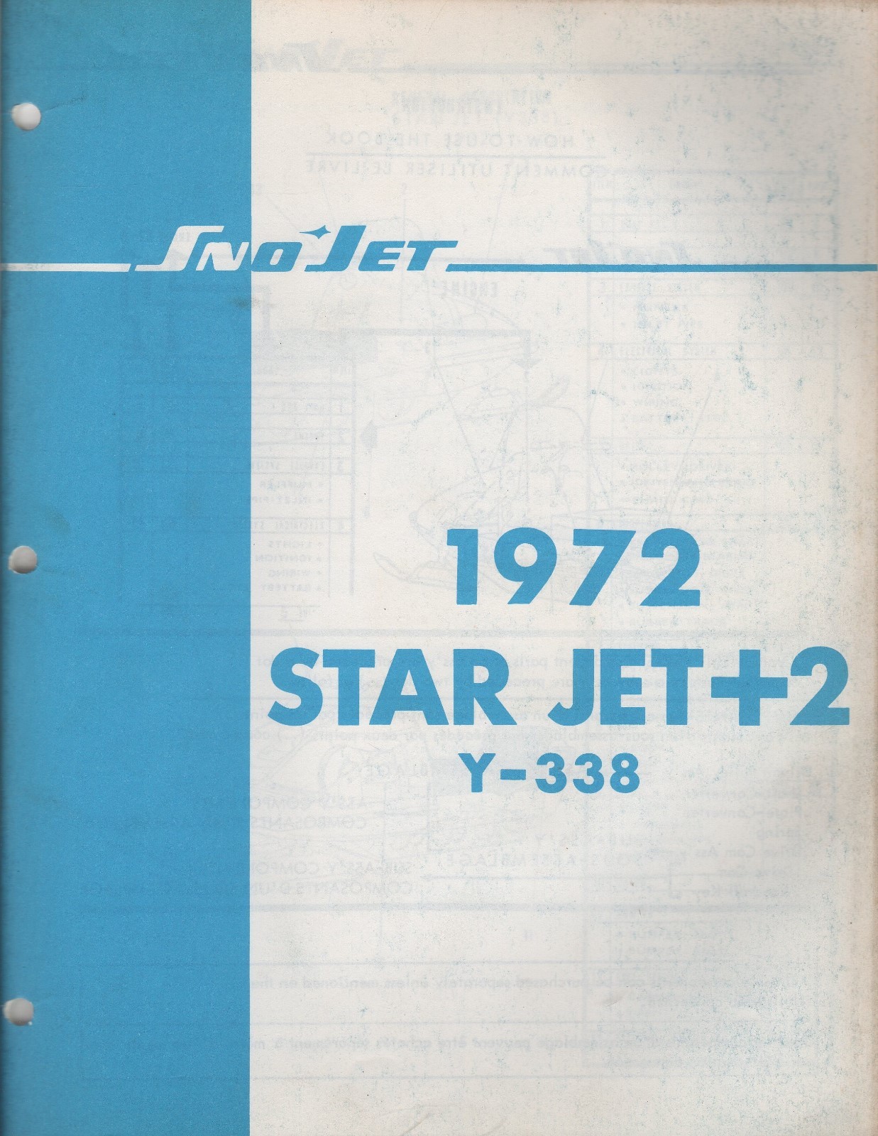 1972 SNO-JET SNOWMOBILE STAR JET+2, Y-338 MODELS PARTS MANUAL P/N ...