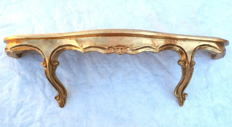 3 Pc. Vintage Italian Wall Shelf Sconces Italy Ornate Floating Gold ...