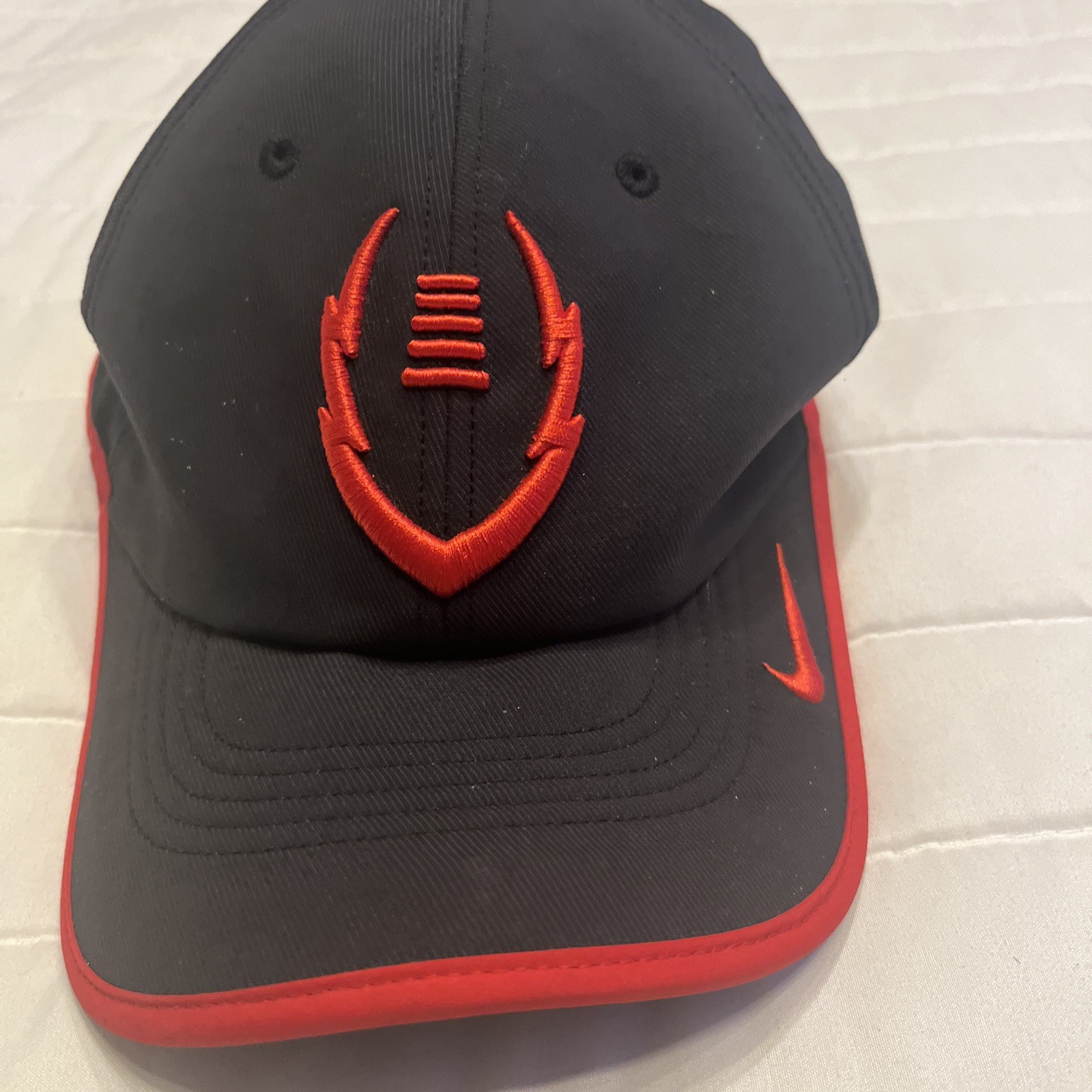 Nike Football Dri Fit Hat Red Black SnapBack - Gem