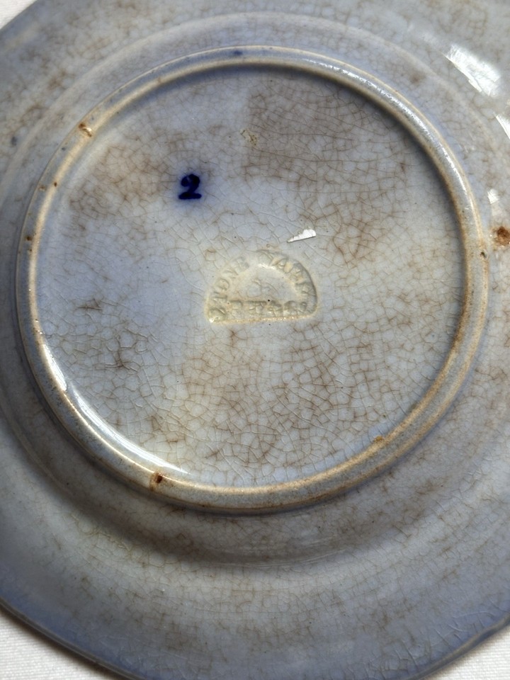 Flow Blue Transfer Pearl Stone Ware Small Plate. 4” Diameter 12-Sided ...