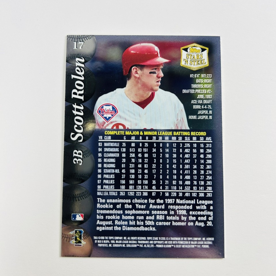 1999 Topps Stars 'N Steel #17 Scott Rolen - Philadelphia Phillies | eBay