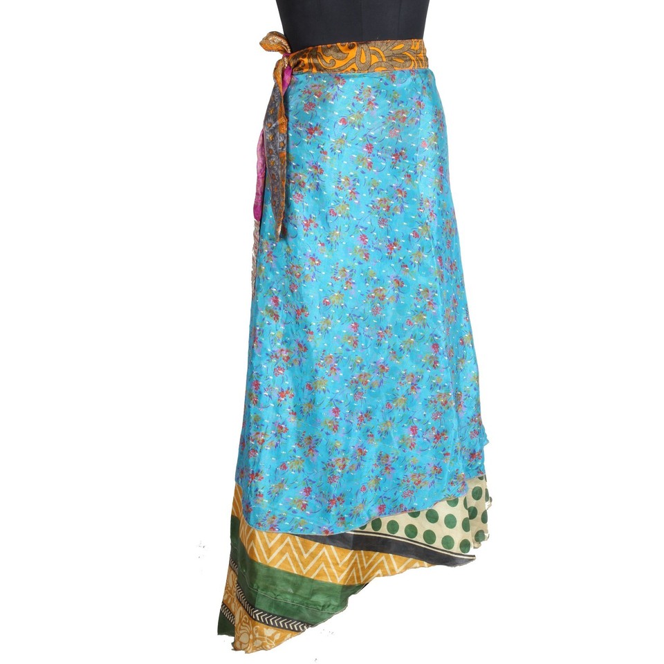 Vintage Silk Sari Recycled Magic Wrap Around Skirt Reversible Women ...
