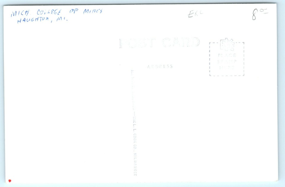 POSTCARD RPPC College of Mines Houghton Michigan Snow Scene Winter 1940 ...