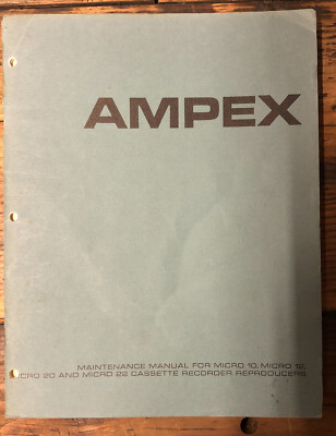 Ampex Micro 10 Micro 12 Cassette Service Manual *Original* | eBay
