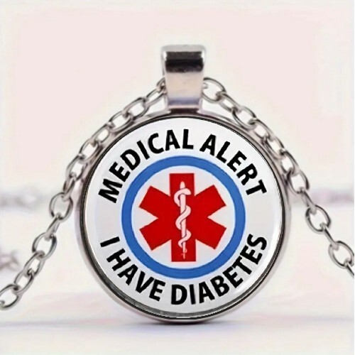 Medical Alert Round Pendant Necklace Diabetes Awareness Charm | eBay
