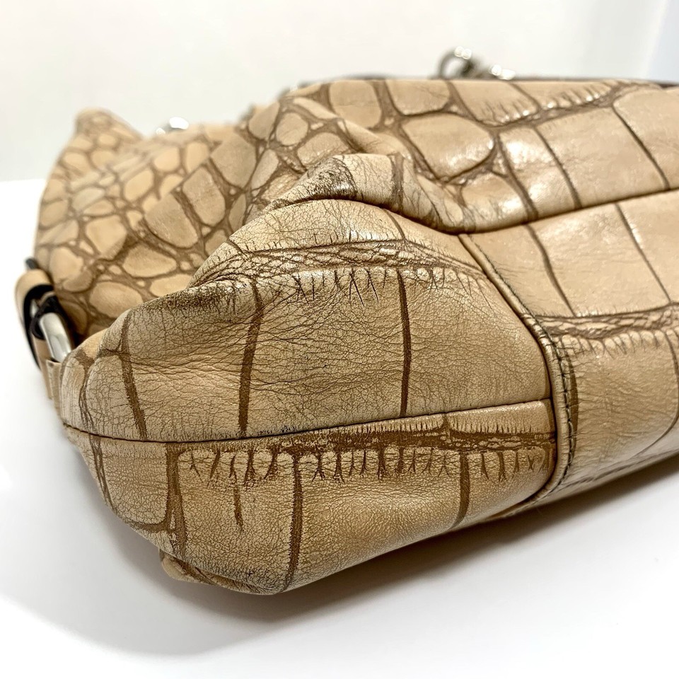 COACH Ashley F17661 Croc Embossed Leather Carry All Tote Bag Purse ...