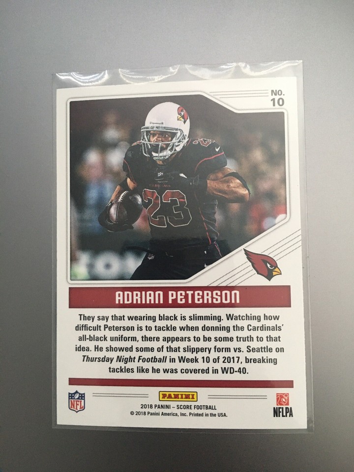 2018 SCORE COLOR RUSH ADRIAN PETERSON ARIZONA CARDINALS #10 | eBay