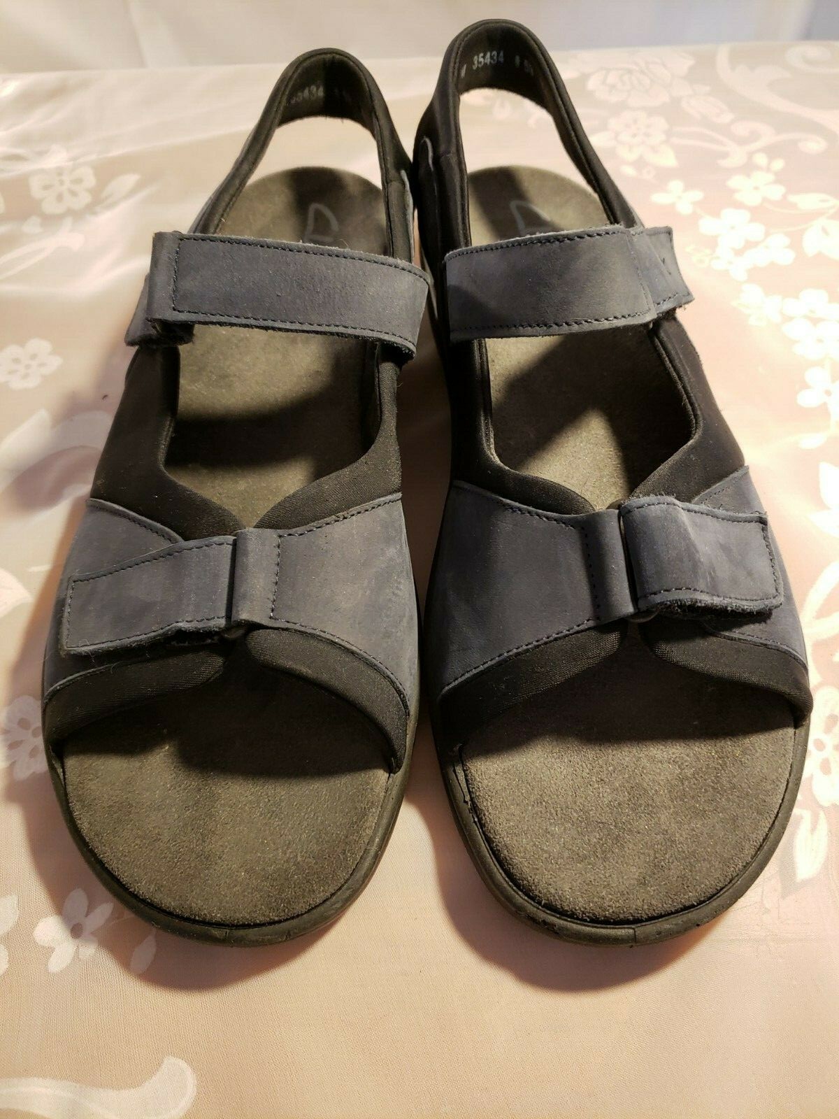Womens CLARKS SPRINGERS BLUE LEATHER ANKLE STRAP SANDALS SIZE 10 M | eBay