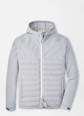 $265 Peter Millar All Course Hybrid Hoodie Full-Zip Jacket Gale Grey ...