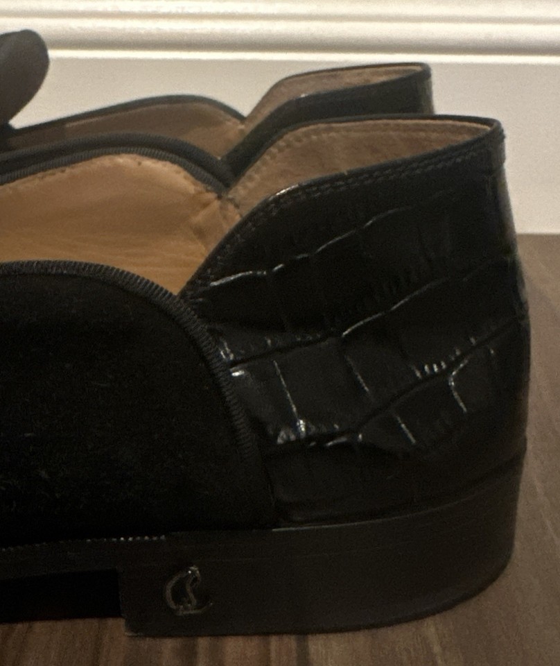 Christian Louboutin Penny Loafers No Back Suede / Croc Shoes Men’s Size ...
