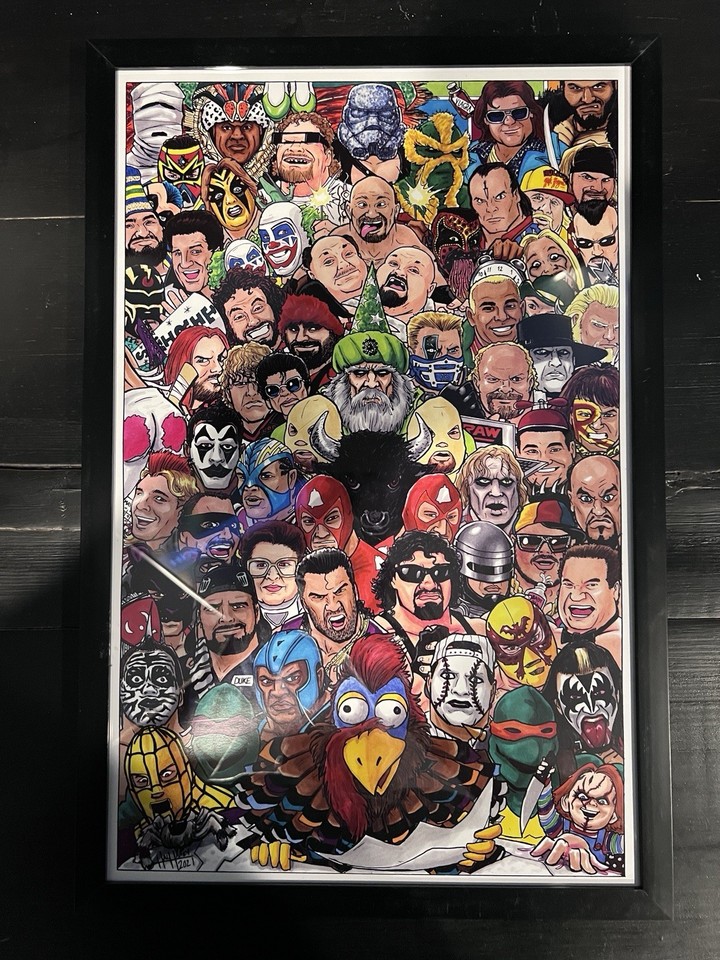 WWE/WWF Famous Gimmicks Collage 11x17 Fine Art Print with Black Frame ...